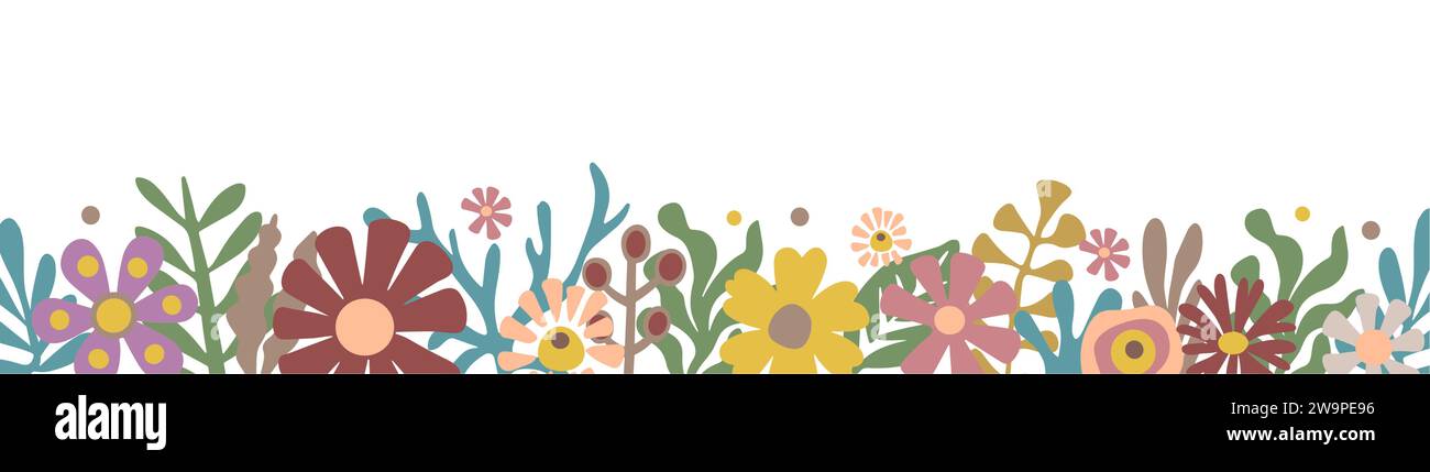 Floral border with colorful abstract floral vector Stock Vector Image ...