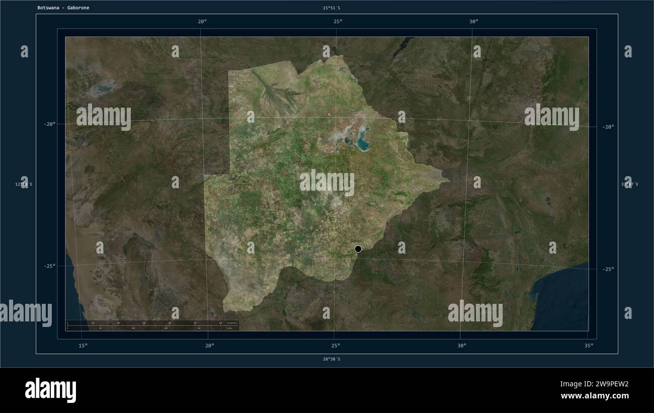 Botswana highlighted on a high resolution satellite map map with the ...