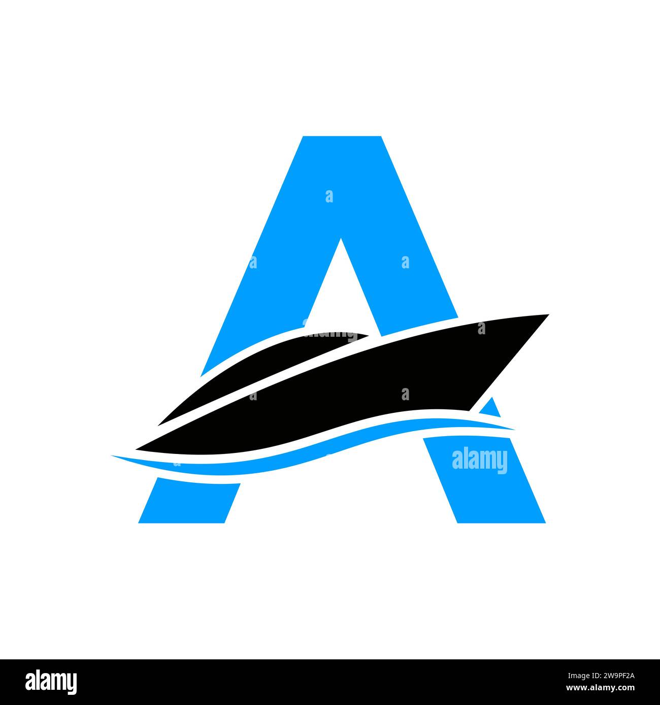 Initial Ship Logo On Letter A, Navy Sign With Boat Symbol Vector ...
