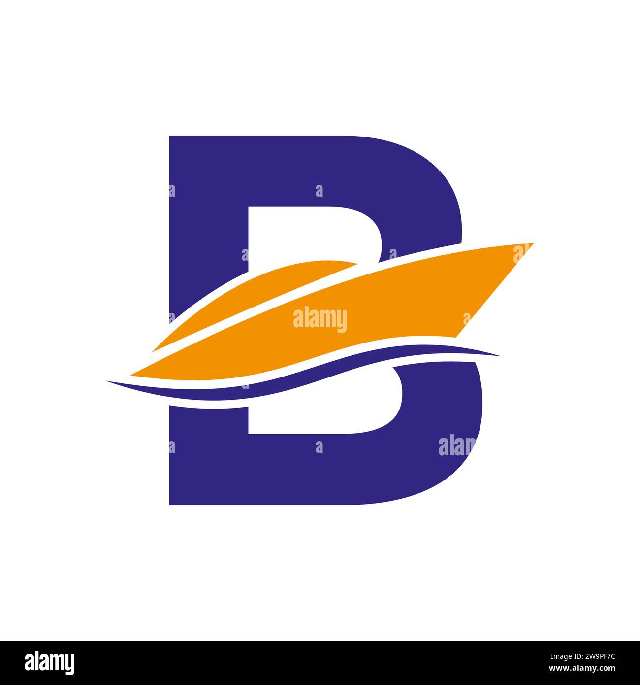 Initial Ship Logo On Letter B, Navy Sign With Boat Symbol Vector ...