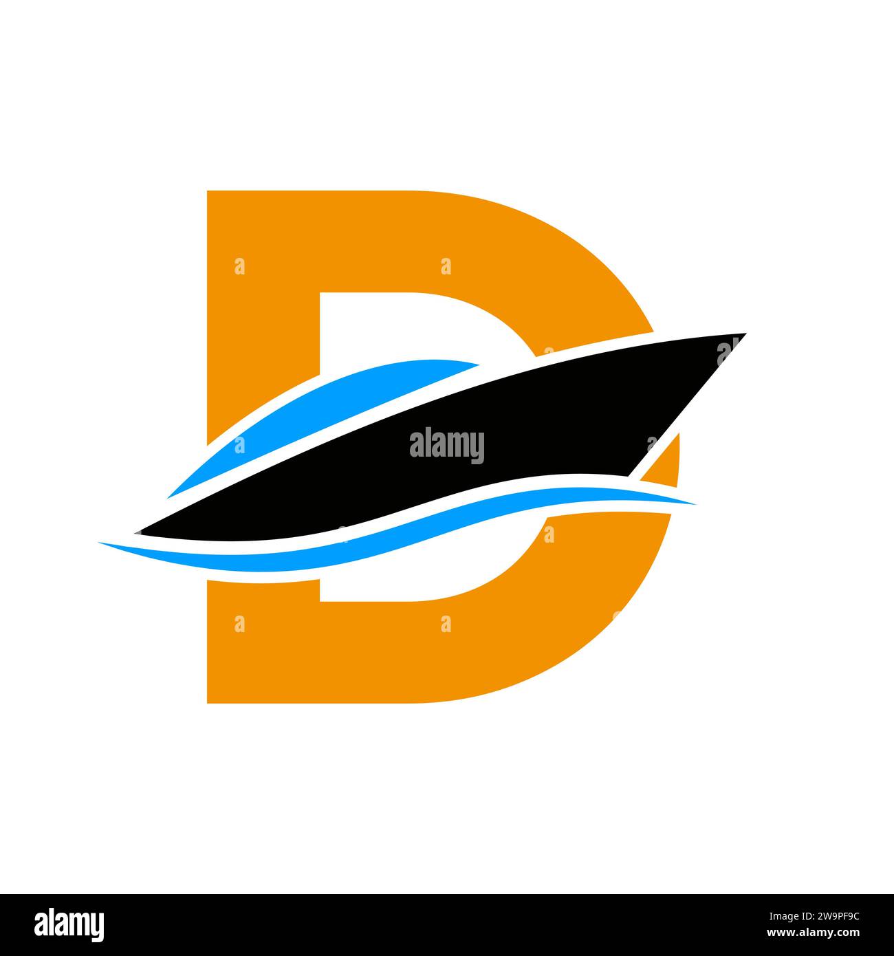 Initial Ship Logo On Letter D, Navy Sign With Boat Symbol Vector ...