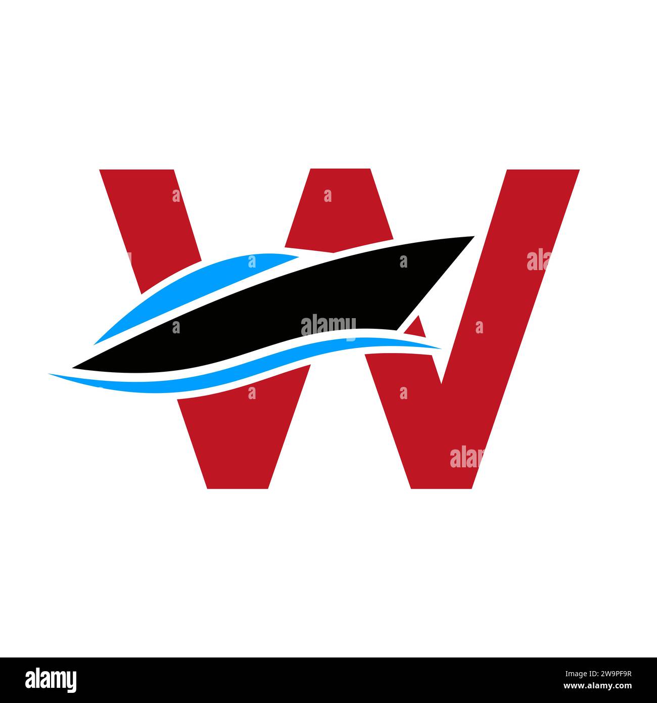 Initial Ship Logo On Letter W, Navy Sign With Boat Symbol Vector ...