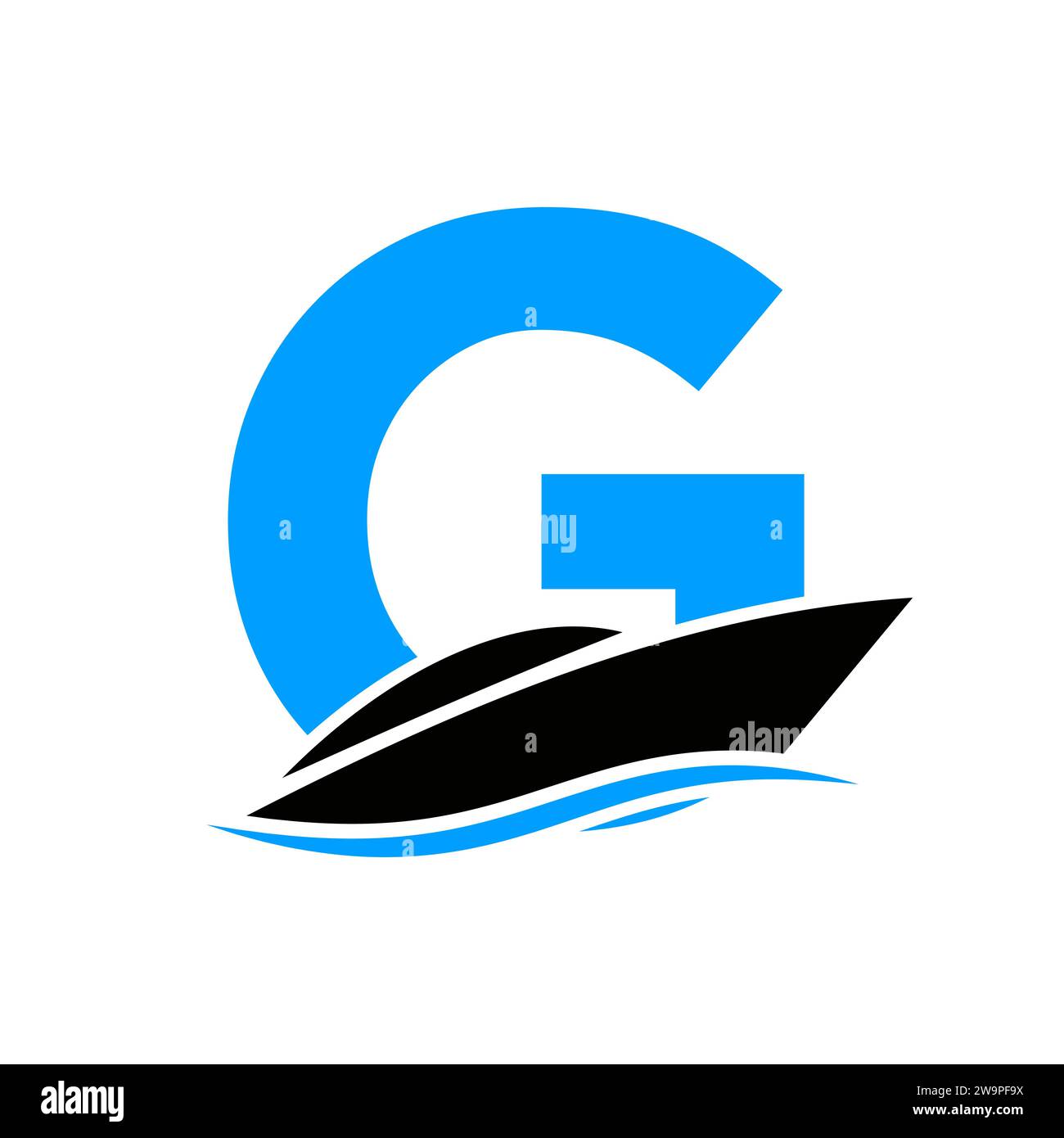 Initial Ship Logo On Letter G, Navy Sign With Boat Symbol Vector ...