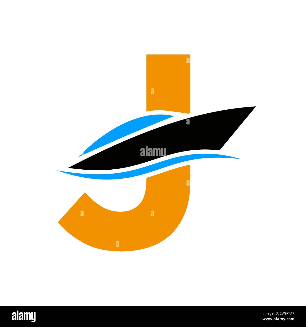 Initial Ship Logo On Letter J, Navy Sign With Boat Symbol Vector ...