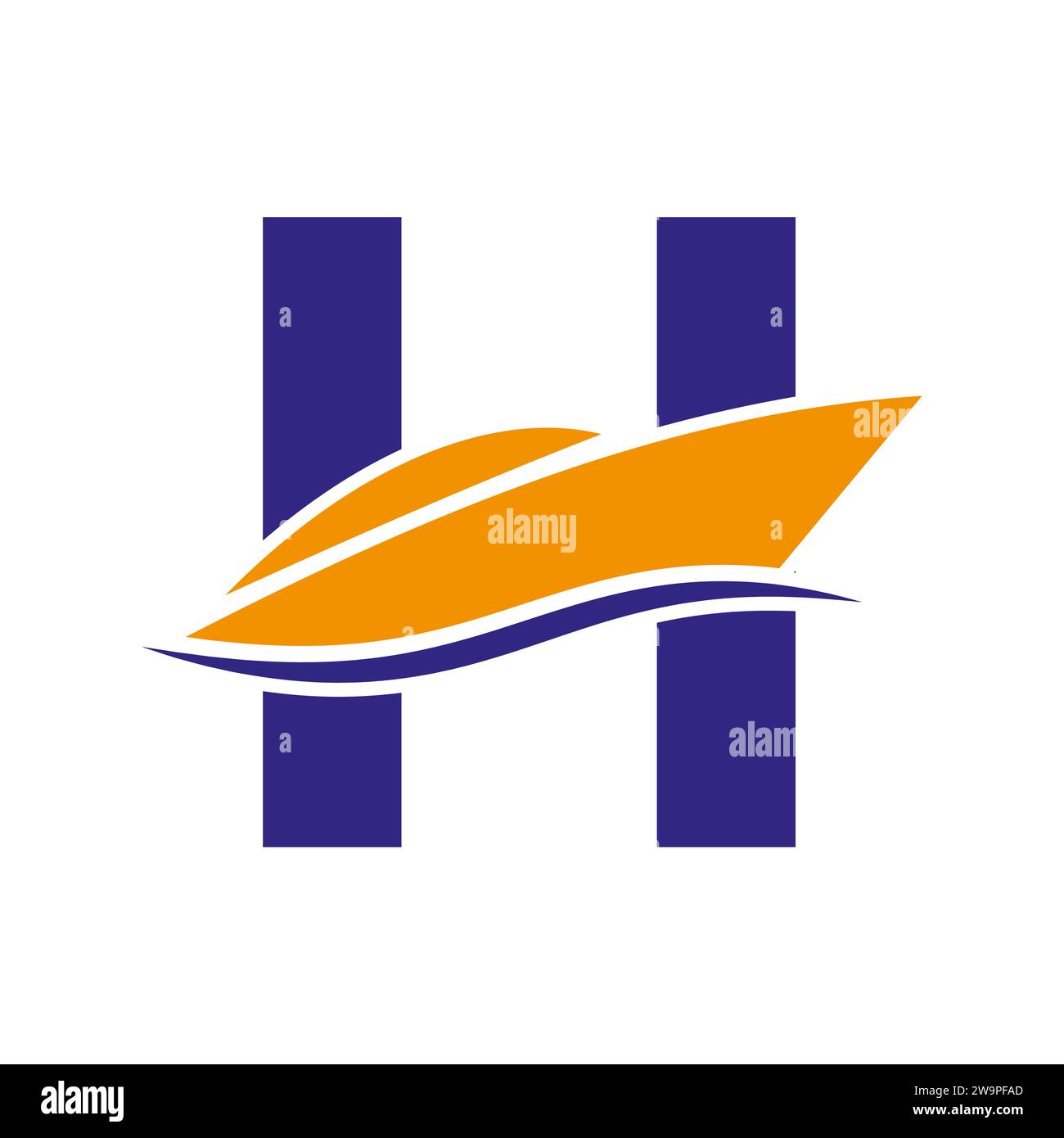 Initial Ship Logo On Letter H, Navy Sign With Boat Symbol Vector ...