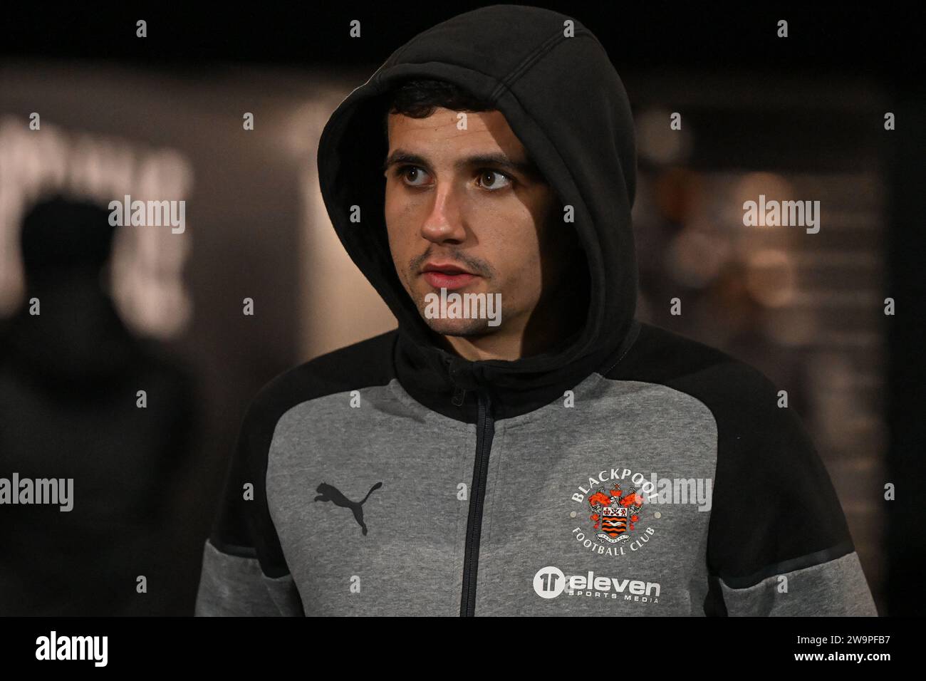Albie Morgan of Blackpool arrives ahead of the Sky Bet League 1 match ...