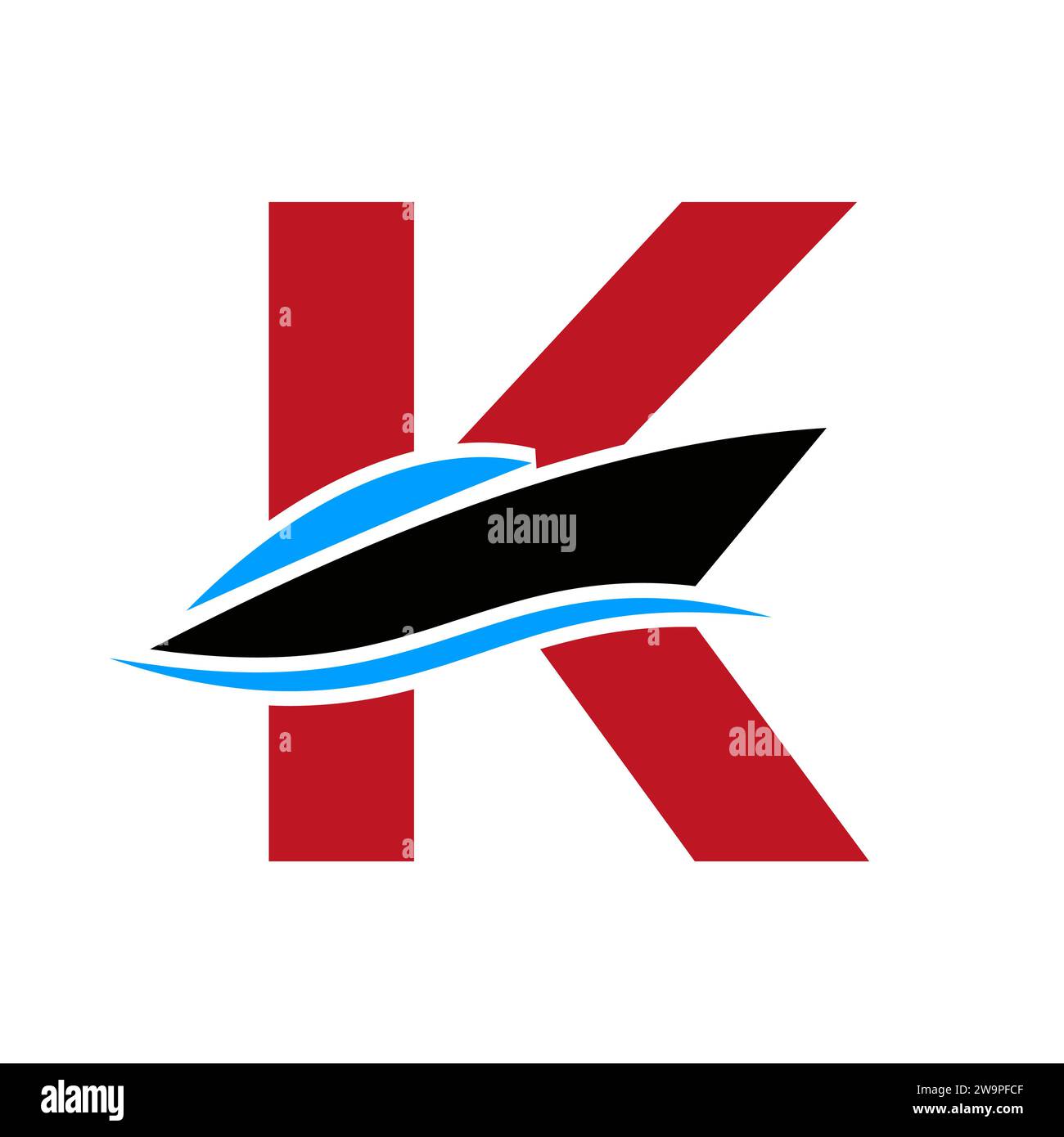 Initial Ship Logo On Letter K, Navy Sign With Boat Symbol Vector ...
