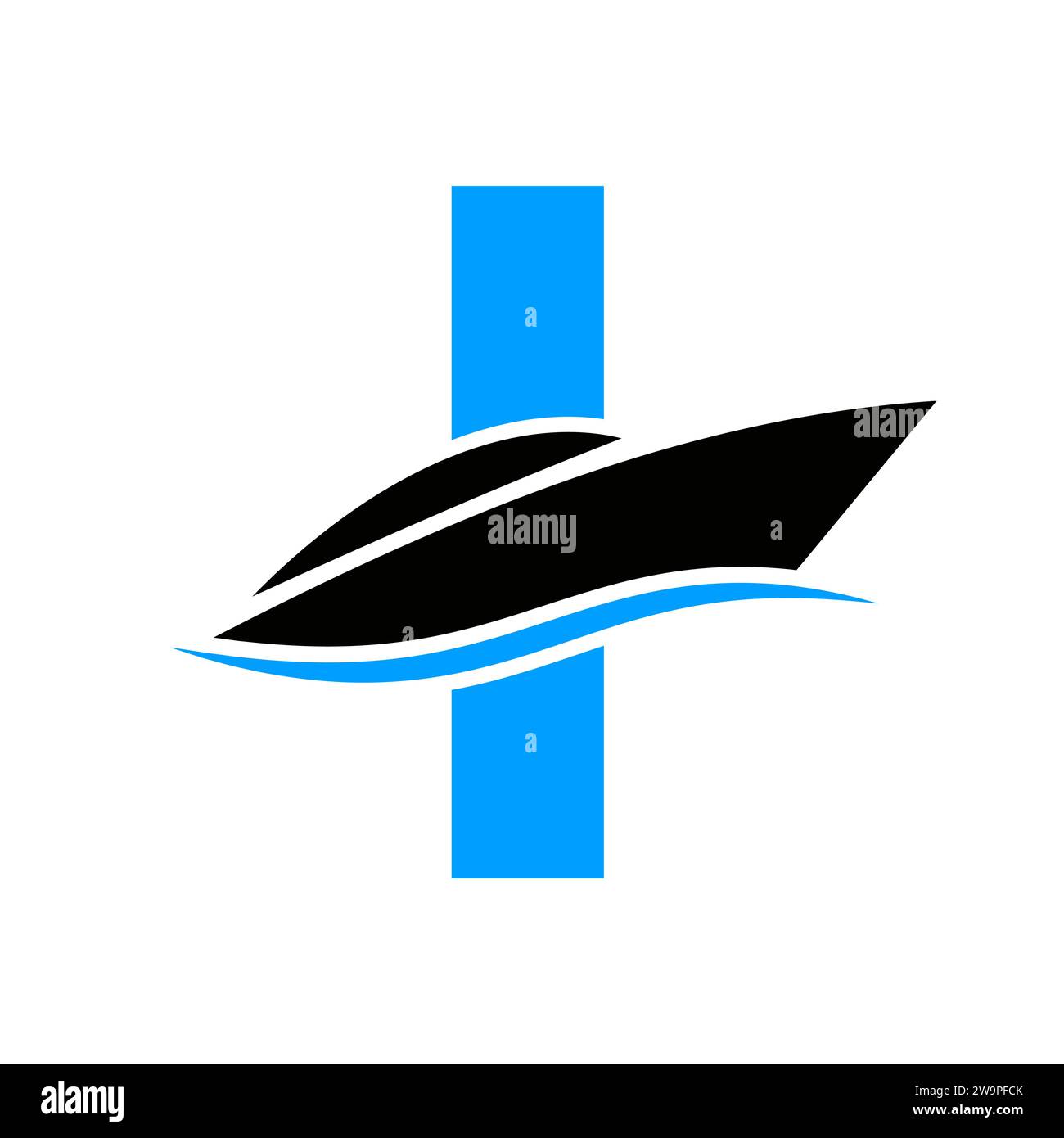 Initial Ship Logo On Letter I, Navy Sign With Boat Symbol Vector ...