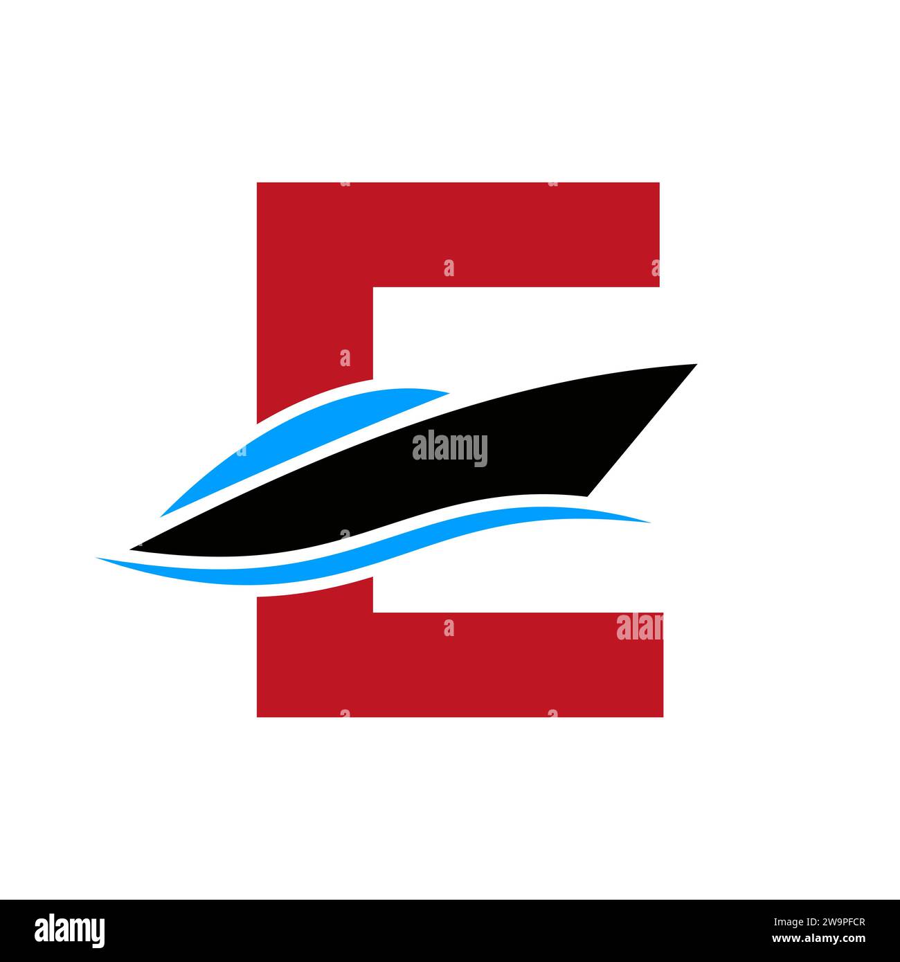 Initial Ship Logo On Letter E, Navy Sign With Boat Symbol Vector ...