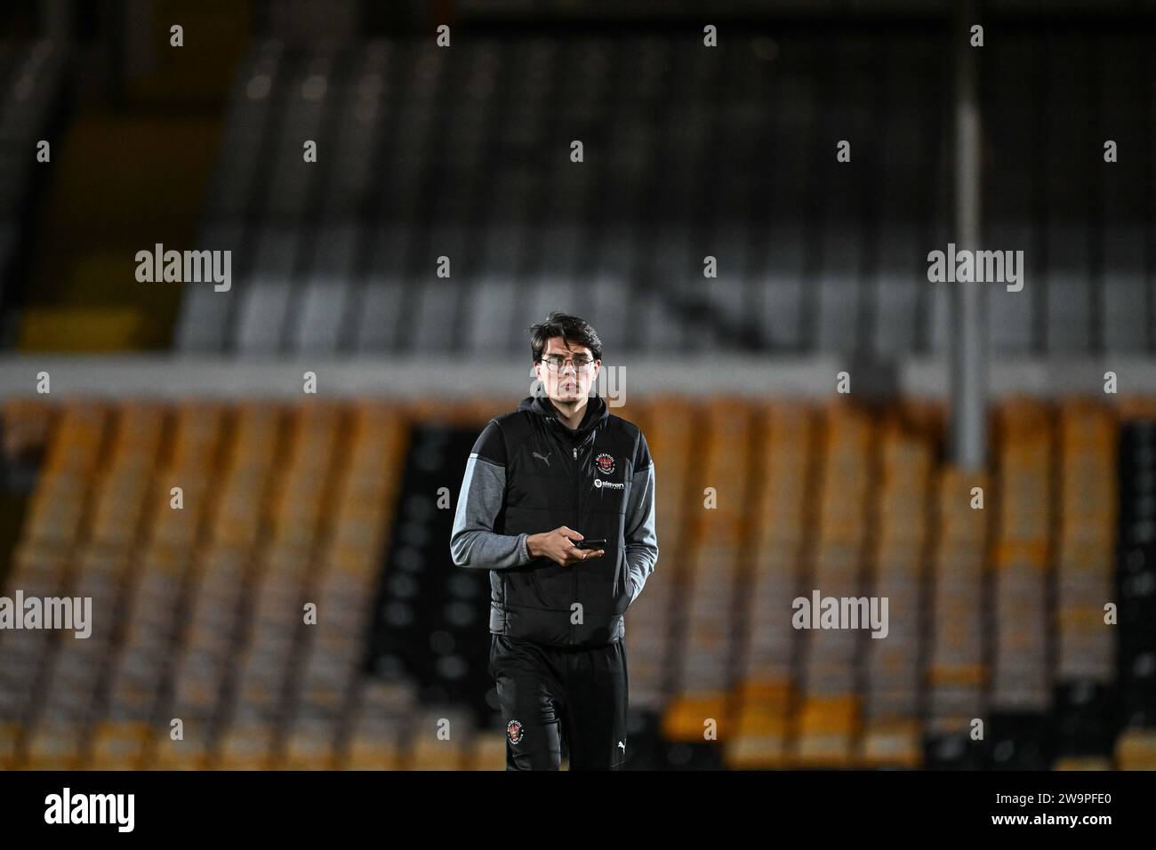Doug Tharme of Blackpool arrives ahead of the Sky Bet League 1 match ...