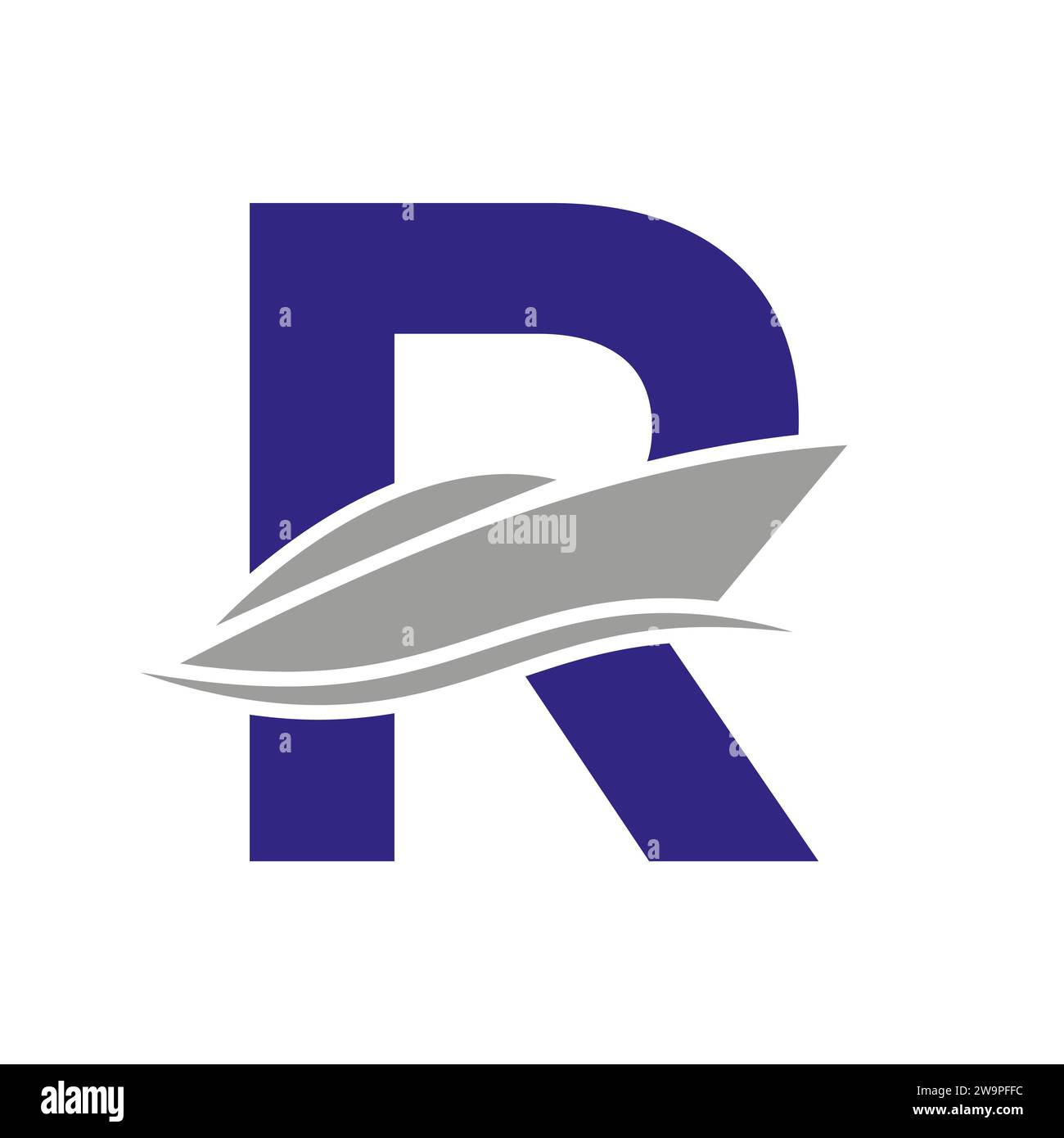 Initial Ship Logo On Letter R, Navy Sign With Boat Symbol Vector ...