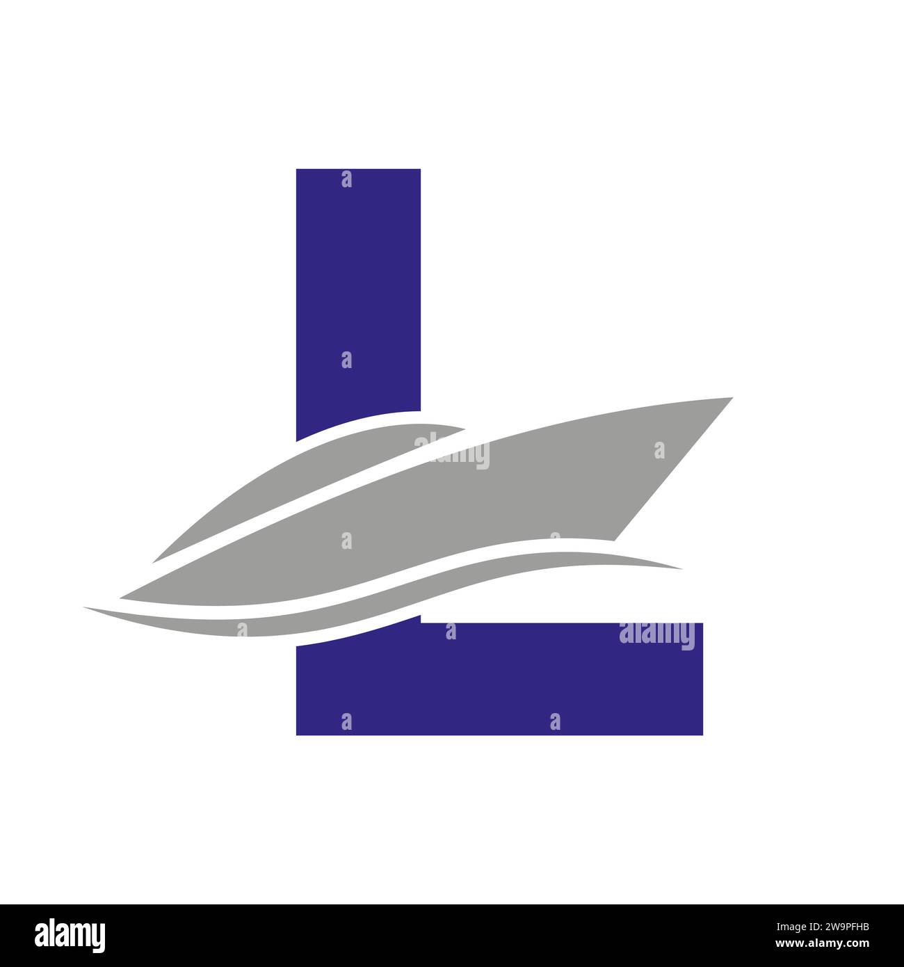 Initial Ship Logo On Letter L, Navy Sign With Boat Symbol Vector ...