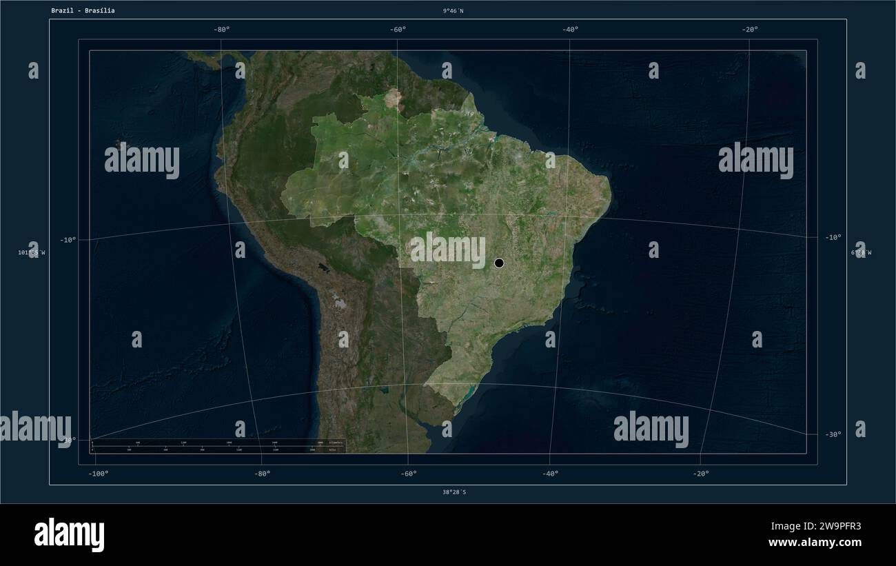 Brazil highlighted on a high resolution satellite map map with the ...