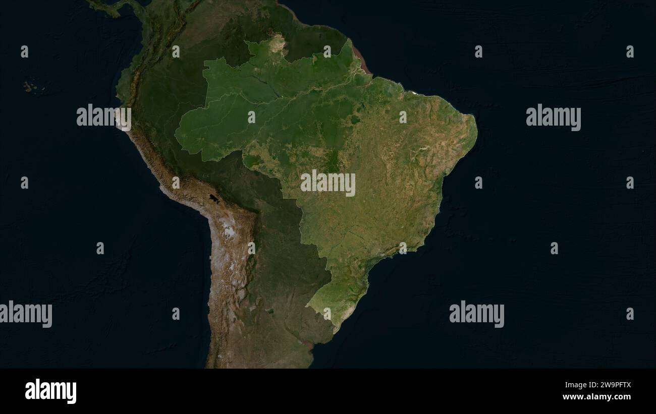 Brazil highlighted on a low resolution satellite map Stock Photo - Alamy