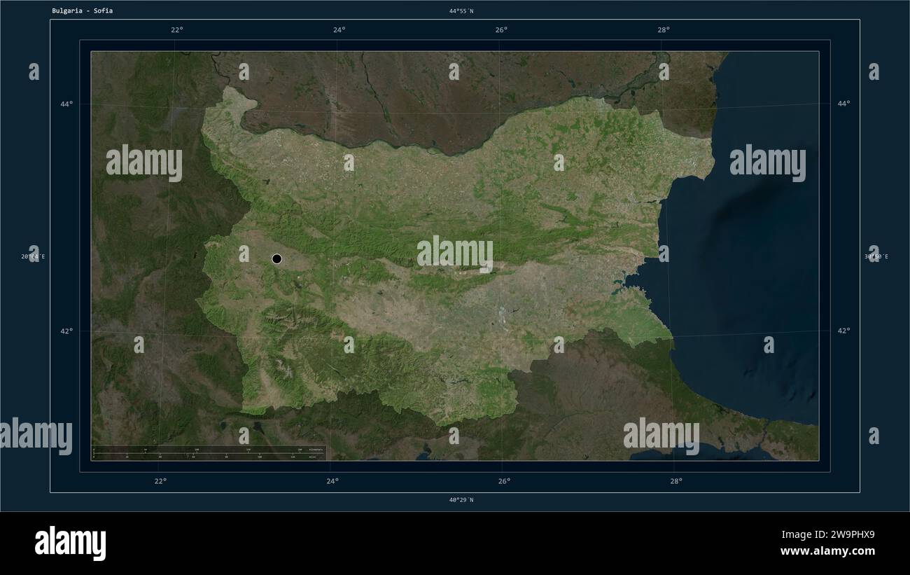 Bulgaria highlighted on a high resolution satellite map map with the ...