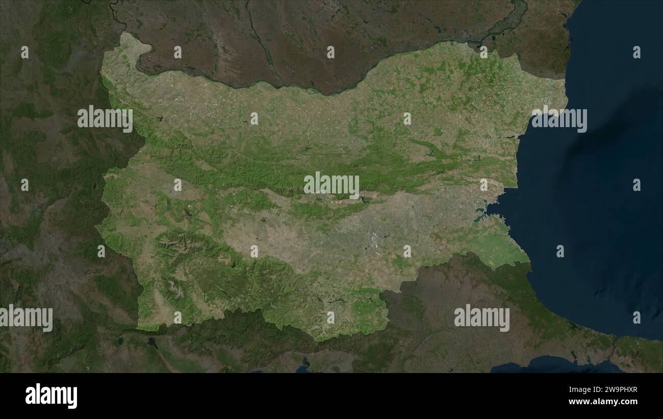 Bulgaria highlighted on a high resolution satellite map Stock Photo - Alamy