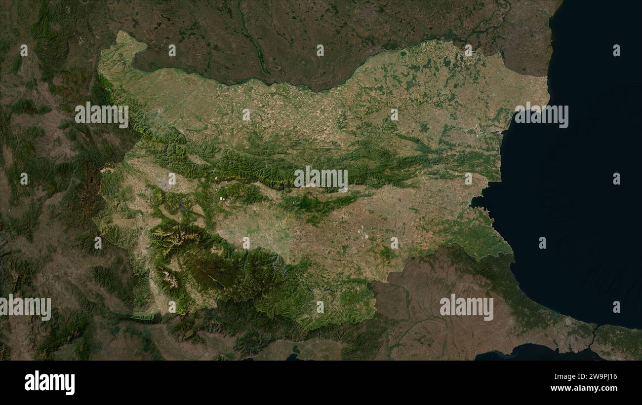 Bulgaria highlighted on a low resolution satellite map Stock Photo - Alamy