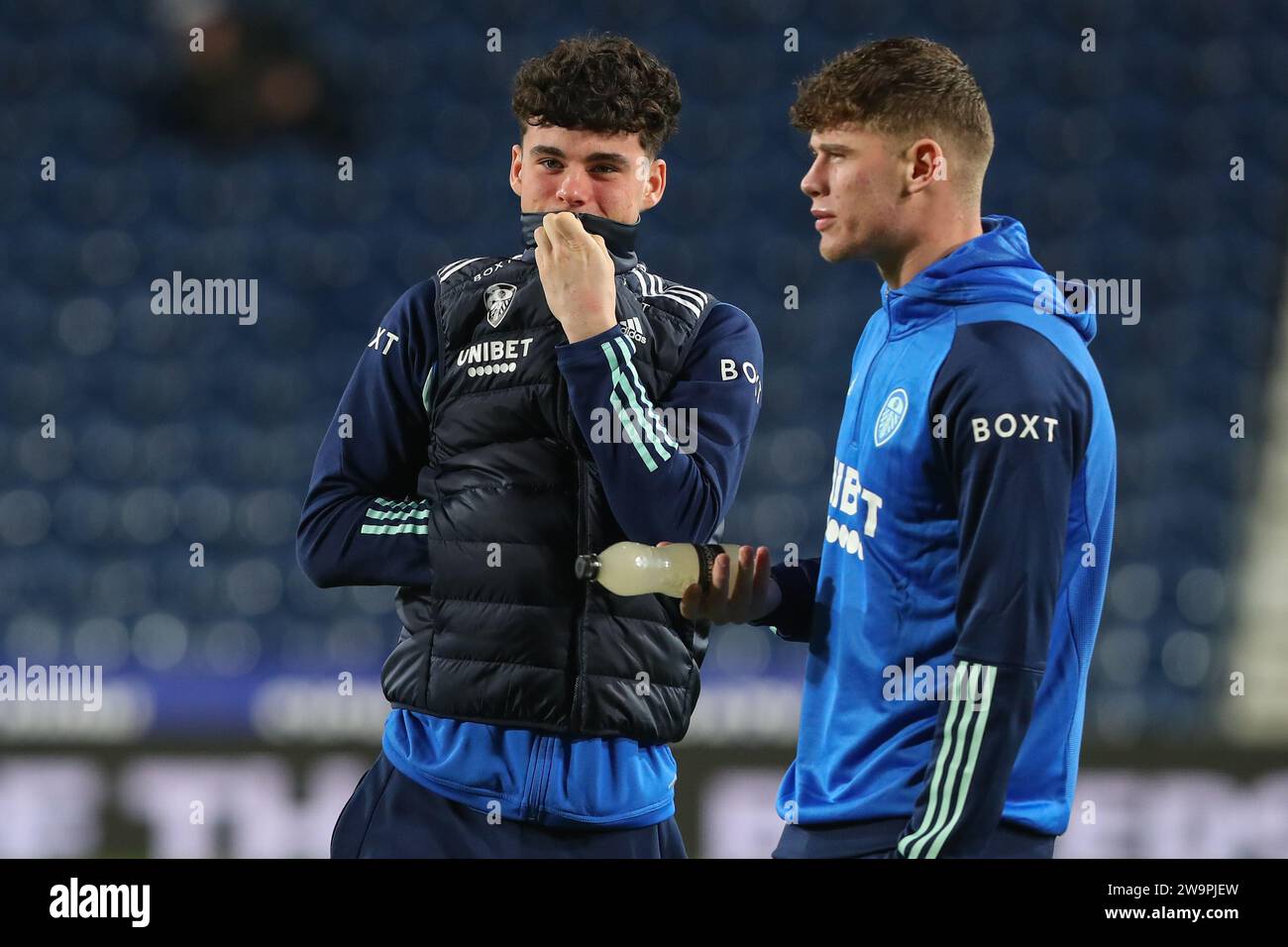 Archie Gray #22 of Leeds United arrives ahead of the Sky Bet ...