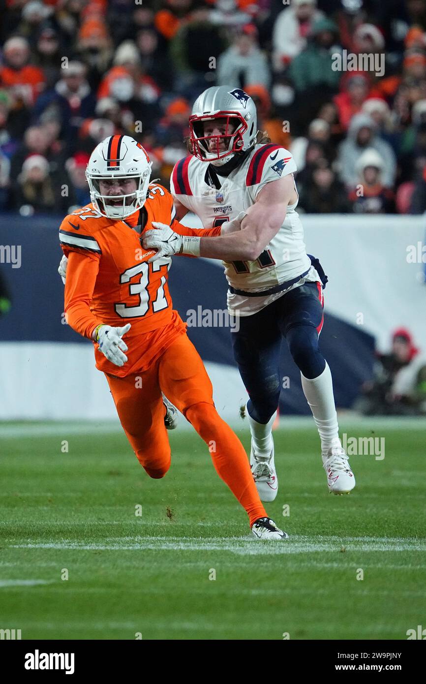 Denver Broncos cornerback Riley Moss (37) against the New England ...
