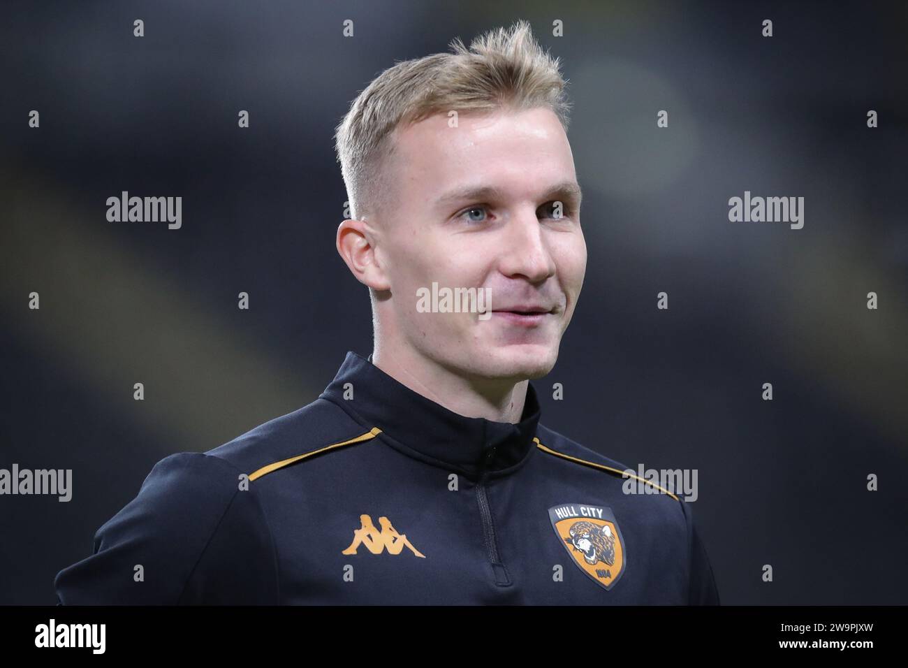 Hull, UK. 29th Dec, 2023. David Robson #34 of Hull City during the pre ...