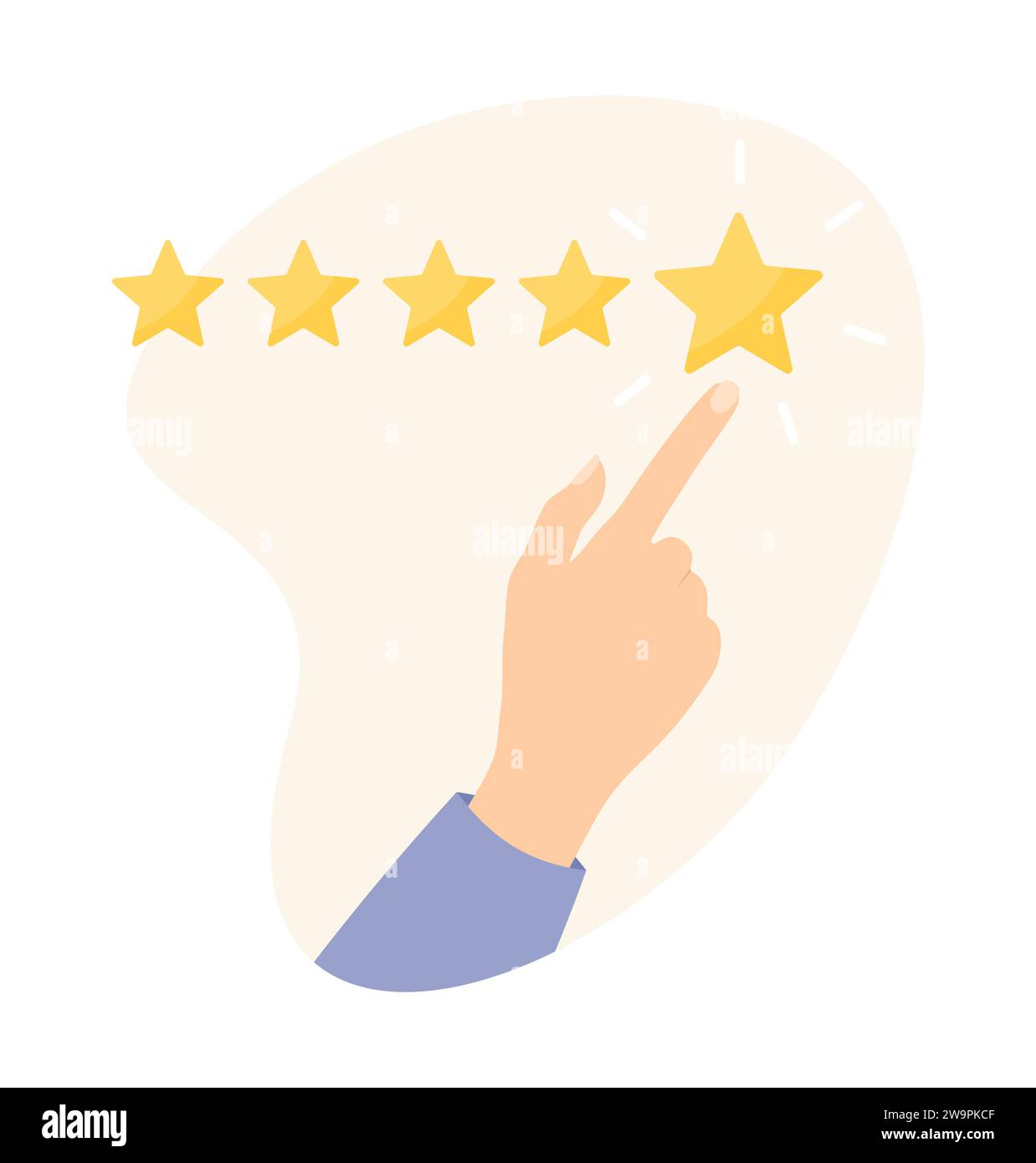 Hand giving five star rating isolated on white background. Flat vector illustration Stock Vector ...