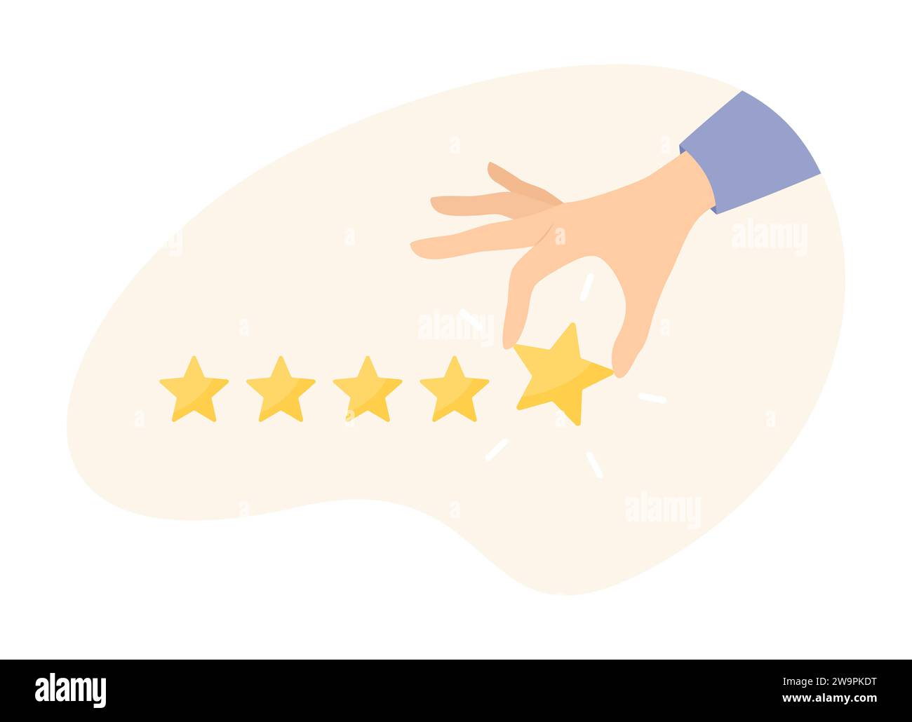 Hand giving five star rating isolated on white background. Flat vector illustration Stock Vector ...