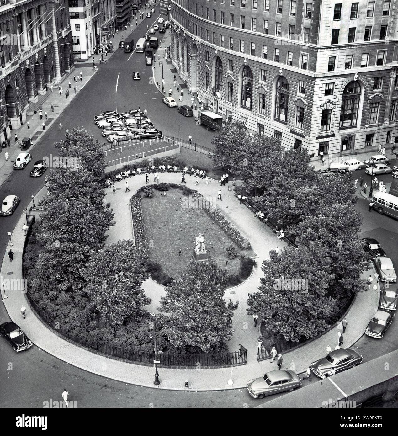 High angle view of Bowling Green, New York City, New York, USA, Angelo ...