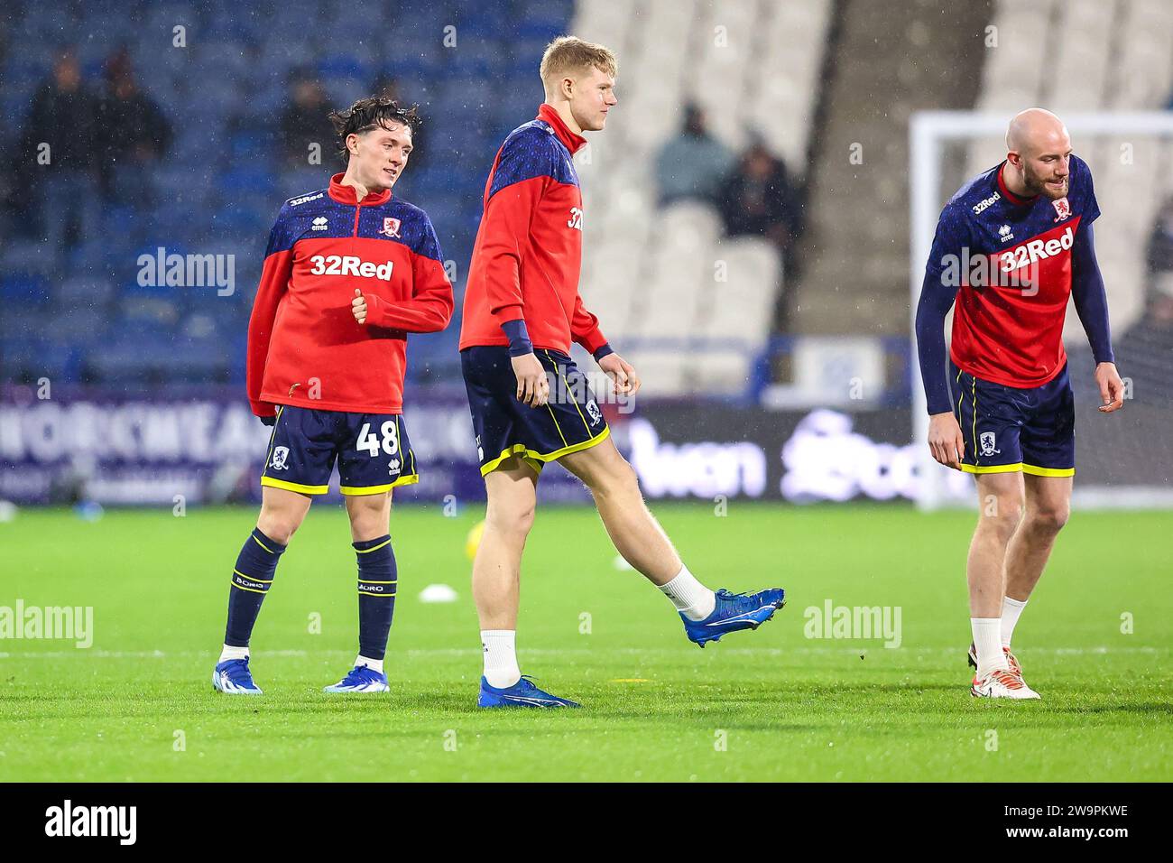 Calum Kavanagh #48 and Matt Clarke #5 of Middlesbrough warm up during ...