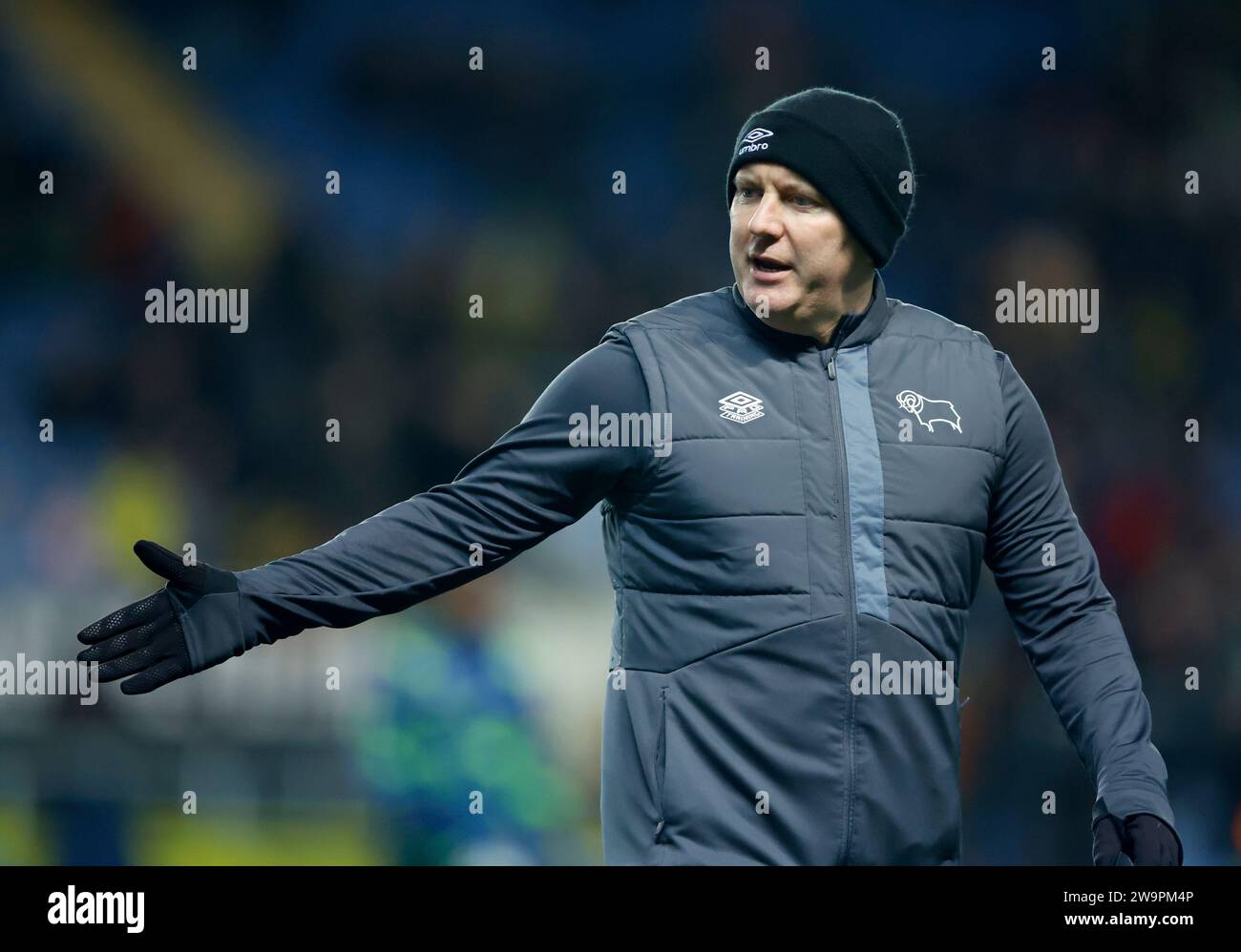 Derby County first team coach Matt Hamshaw on the pitch during the warm ...