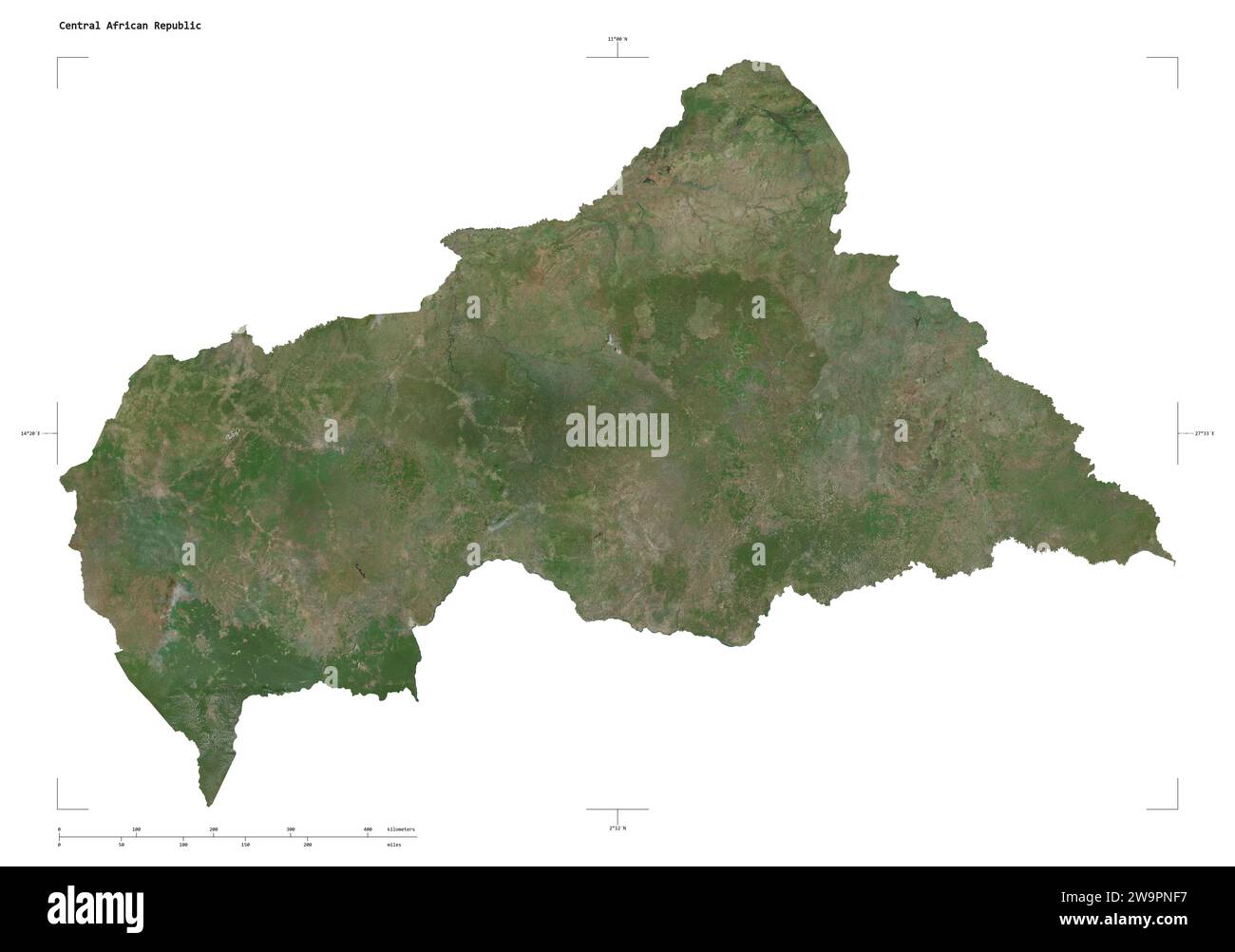 Shape of a high resolution satellite map of the Central African ...