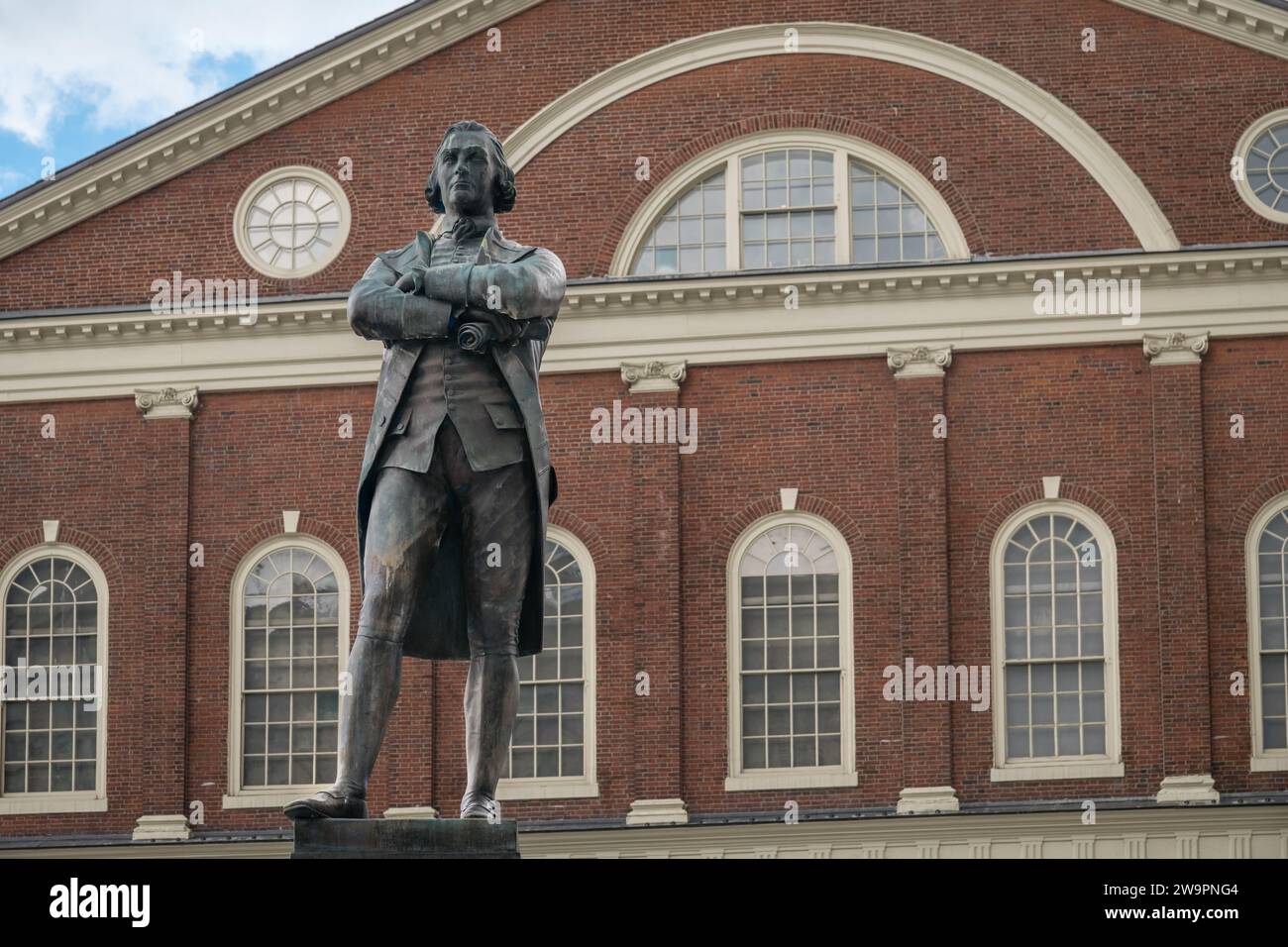 Boston, MA, US-June 30, 2023: Statue of Samuel Adams in front of ...