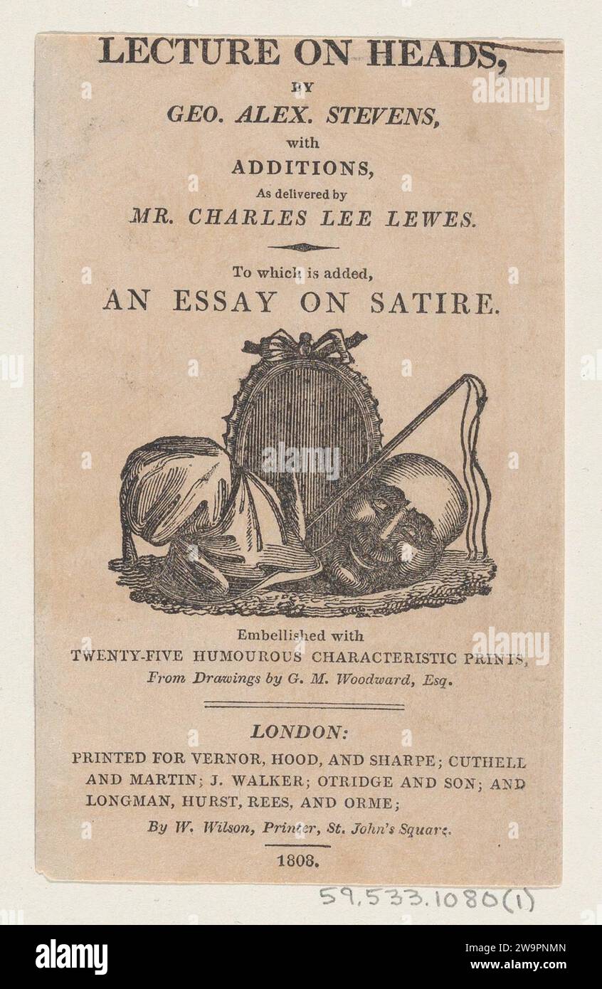 Title page, from "A Lecture on Heads" by George Alexander Stevens 1959 ...