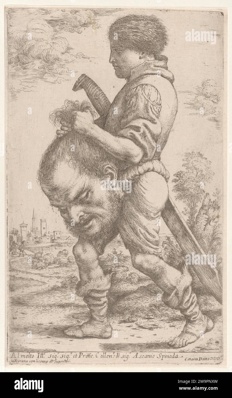 David carrying the head of Goliath, which he holds by the hair 1983 by ...