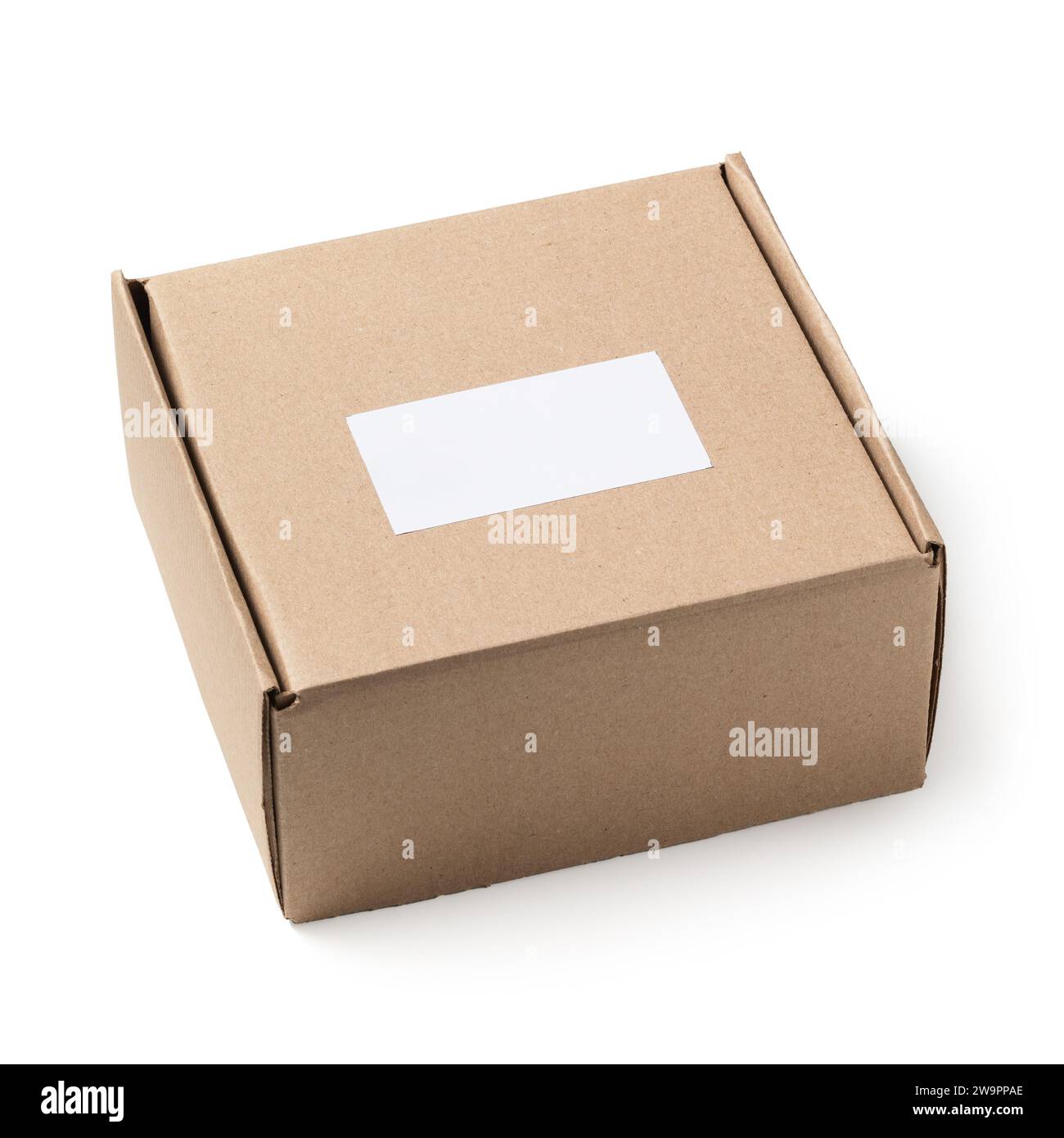 Closed square shaped cardboard box isolated on white background Stock ...