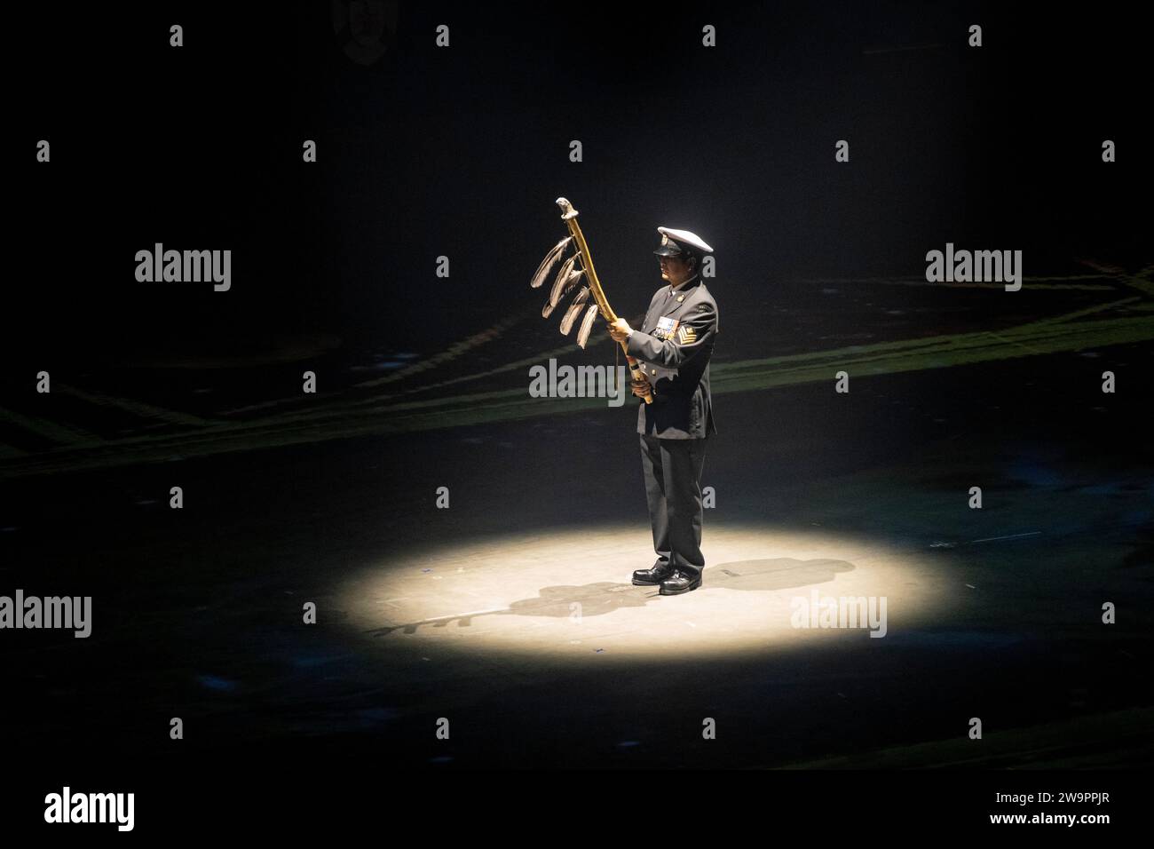 Canadian Military member of First Nations heritage perform at the 2023 ...