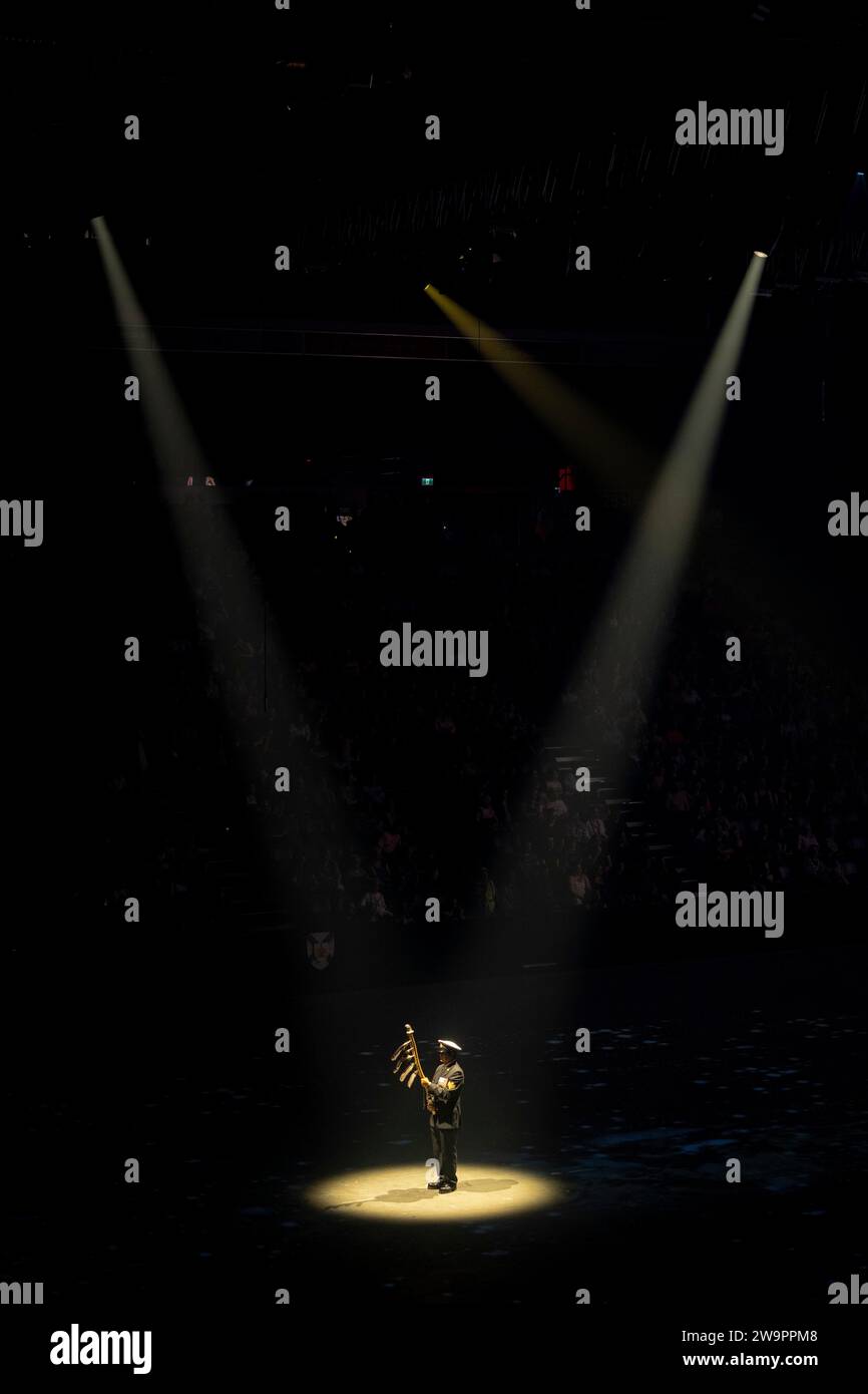 Canadian Military member of First Nations heritage perform at the 2023 ...
