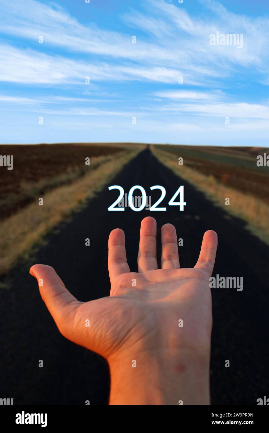 Goodbye 2023, Hello 2024. New year concept. Related motivational advice ...