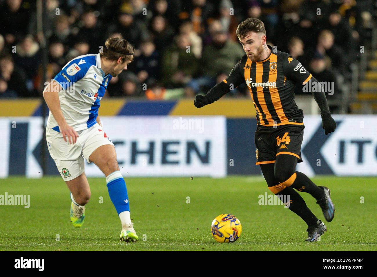 Aaron Connolly #44 of Hull City on the ball during the Sky Bet ...