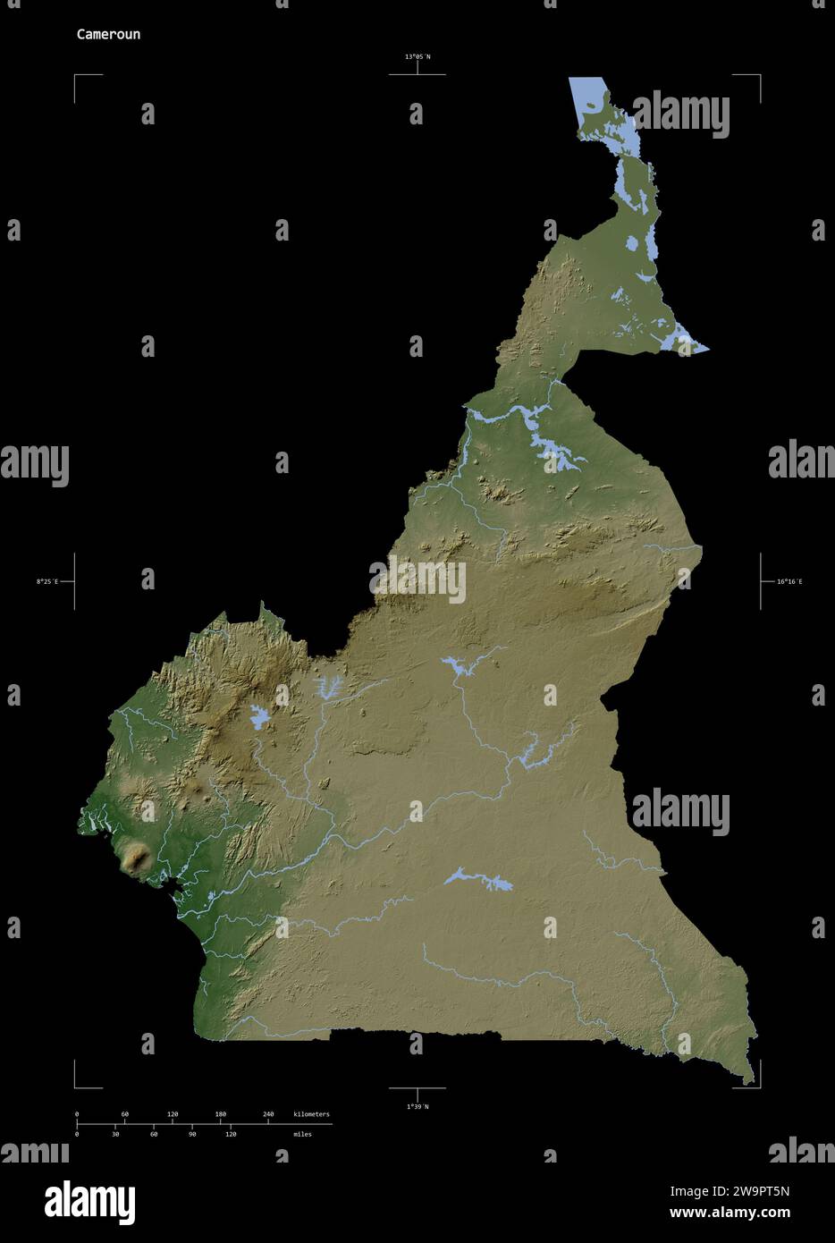 Shape of a Pale colored elevation map with lakes and rivers of the ...