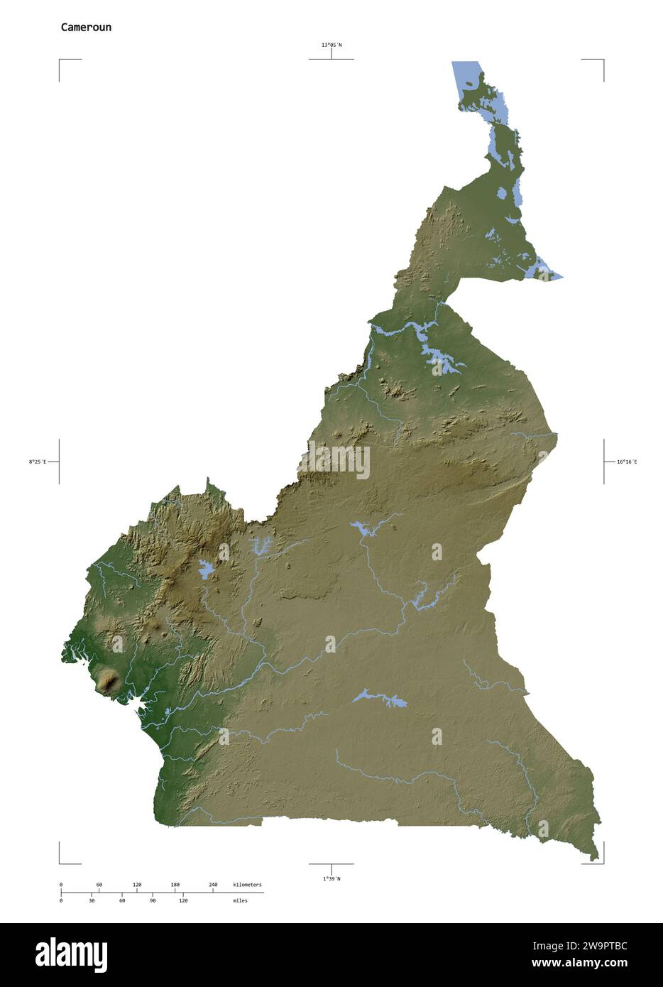 Shape of a Pale colored elevation map with lakes and rivers of the ...