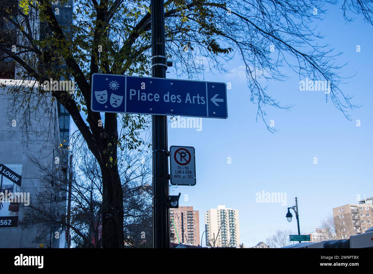 Place des Arts sign in downtown Montreal, Quebec, Canada Stock Photo ...