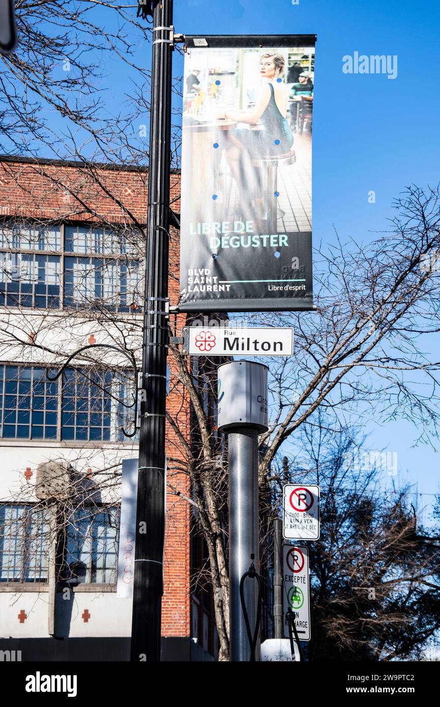 Milton Street sign in downtown Montreal, Quebec, Canada Stock Photo - Alamy