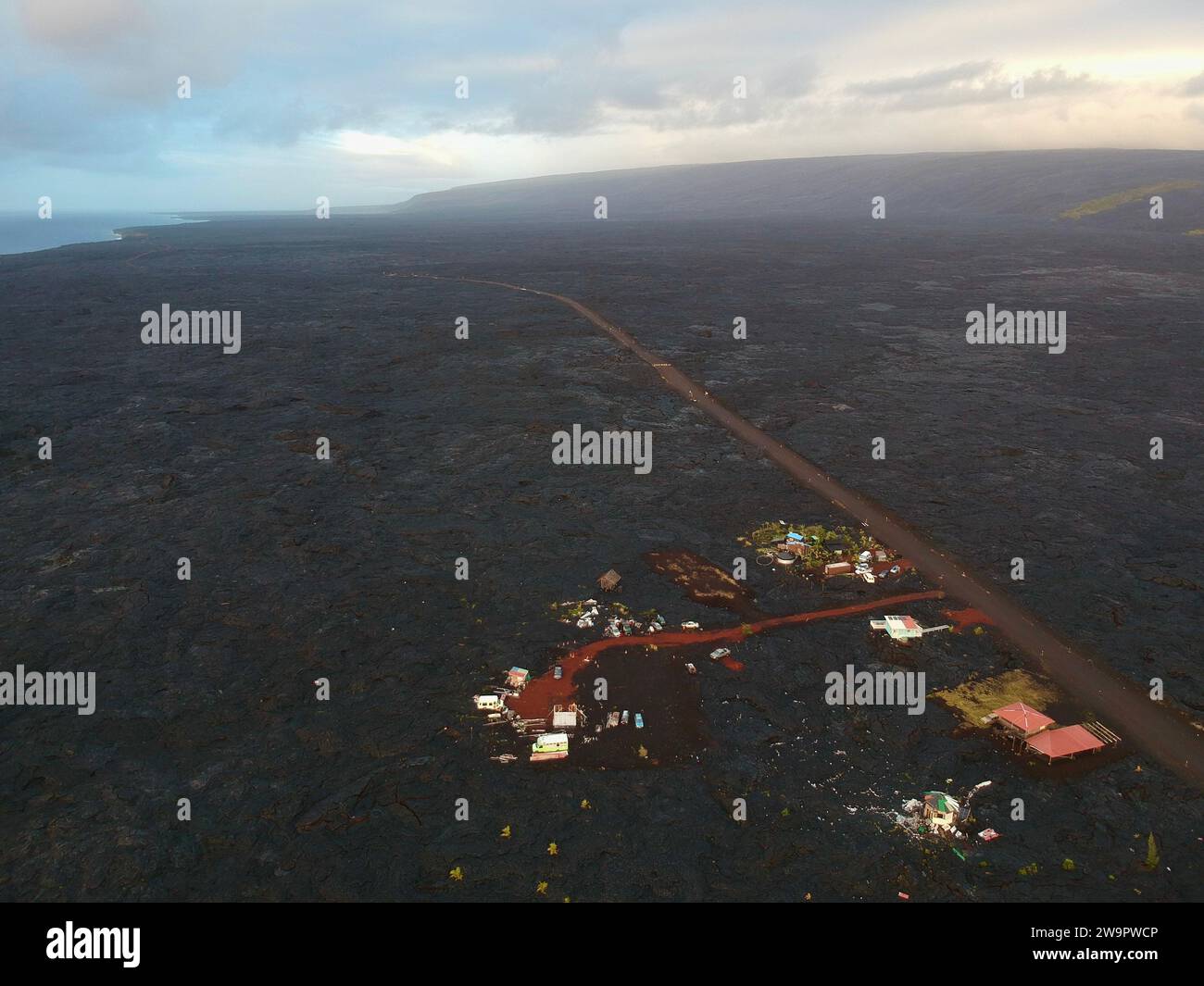 Cooled lava landscape after eruption. Volcano National Park, Hawaii ...