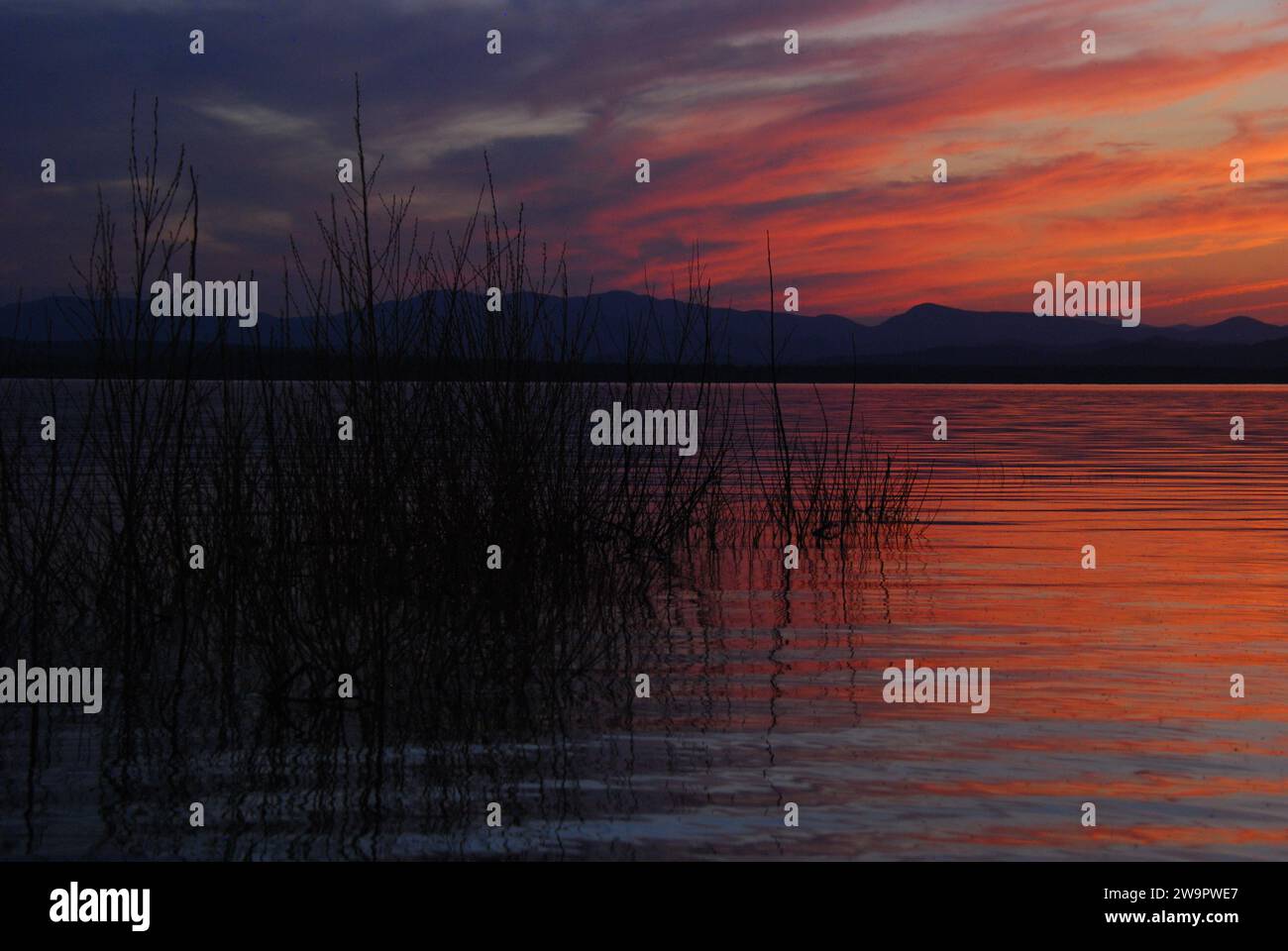 Colorful sunset on Lake Champlain, Vermont Stock Photo - Alamy