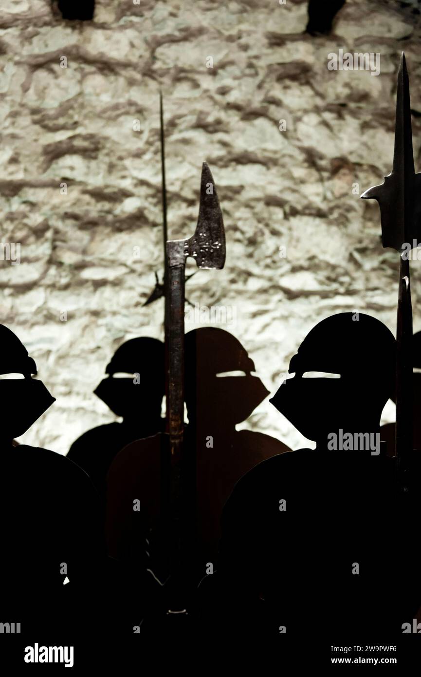 Silhouettes, silhouette, depiction, knight, armour, knight's armour ...