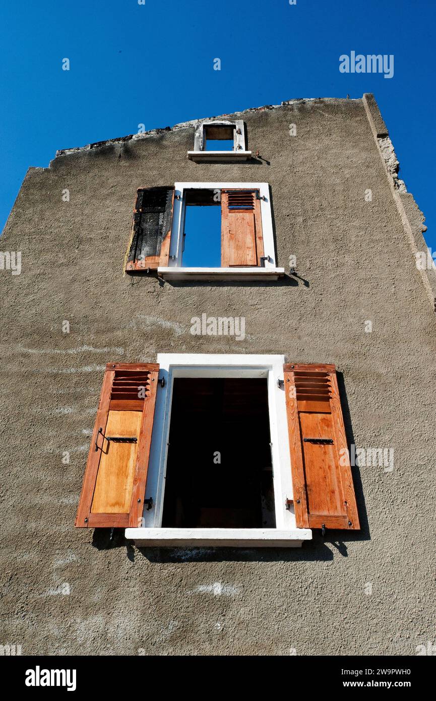 House wall with open window, window, wall, texture, bizarre, building ...
