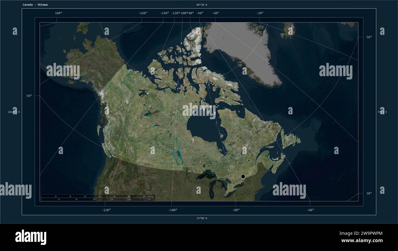 Canada highlighted on a high resolution satellite map map with the ...