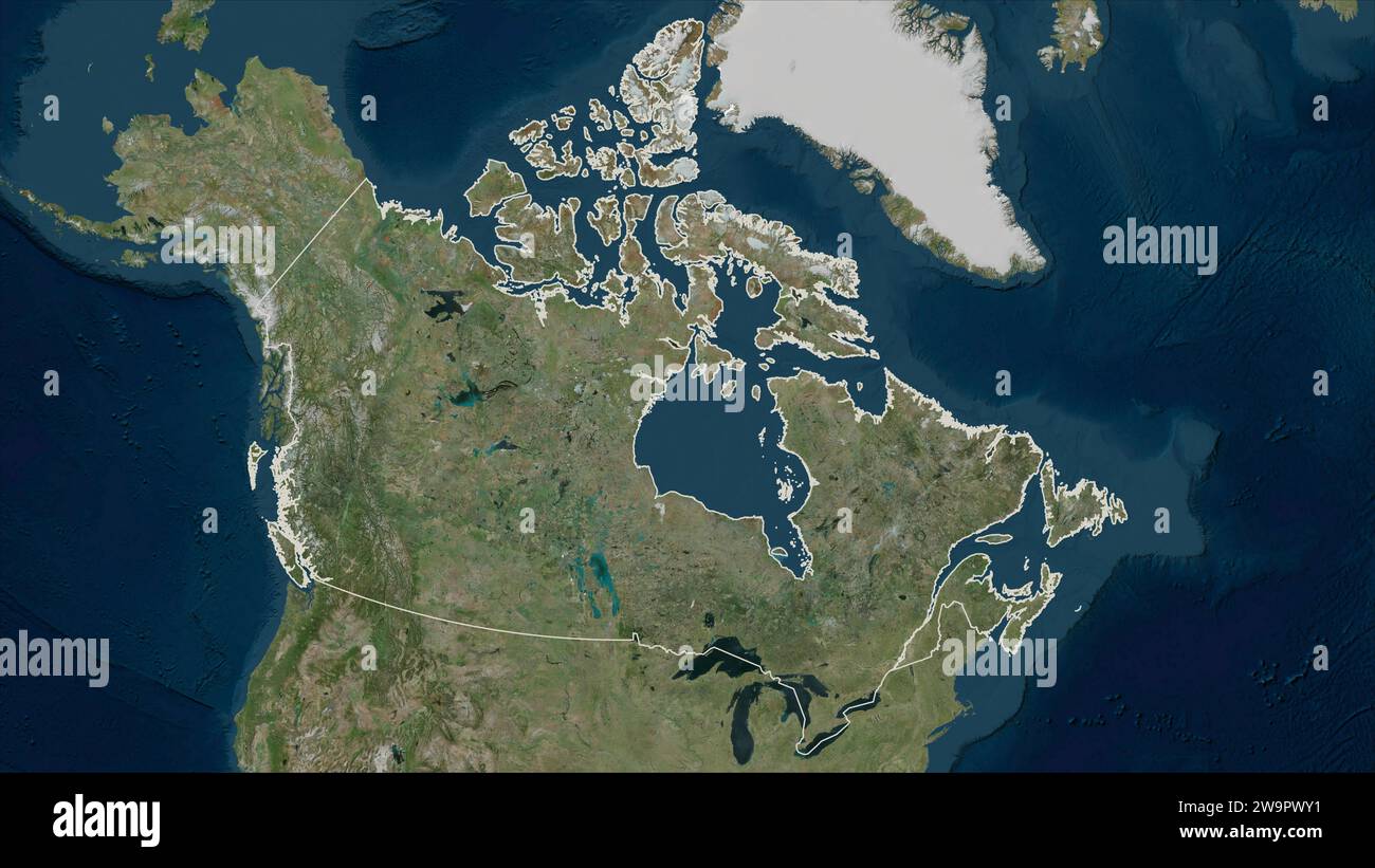 Canada outlined on a high resolution satellite map Stock Photo - Alamy