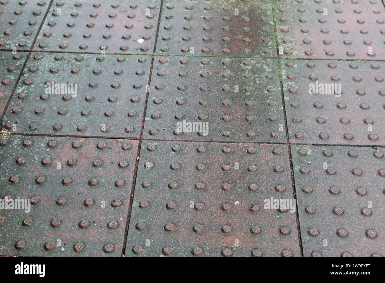 A close up photo of tactile paving on the path Stock Photo - Alamy