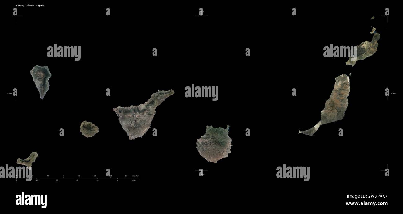 Shape of a high resolution satellite map of the Canary Islands - Spain ...